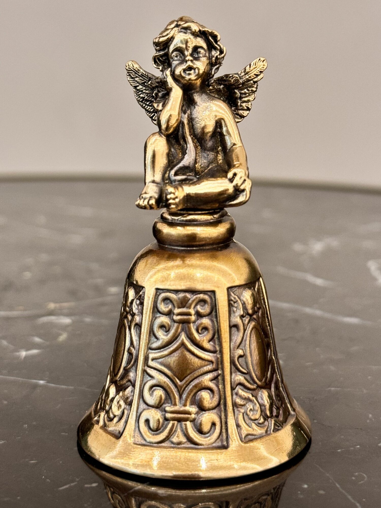 Колокольчик Ангел, ажурный для интерьера и декора, сувенир подарочный, бронзовое литье