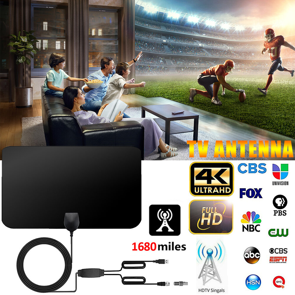 4K HDTV Antenna 1680 Miles Range Amplified Digital Indoor Aerial With HD1080P DVB-T2 for TV Signal Receiver