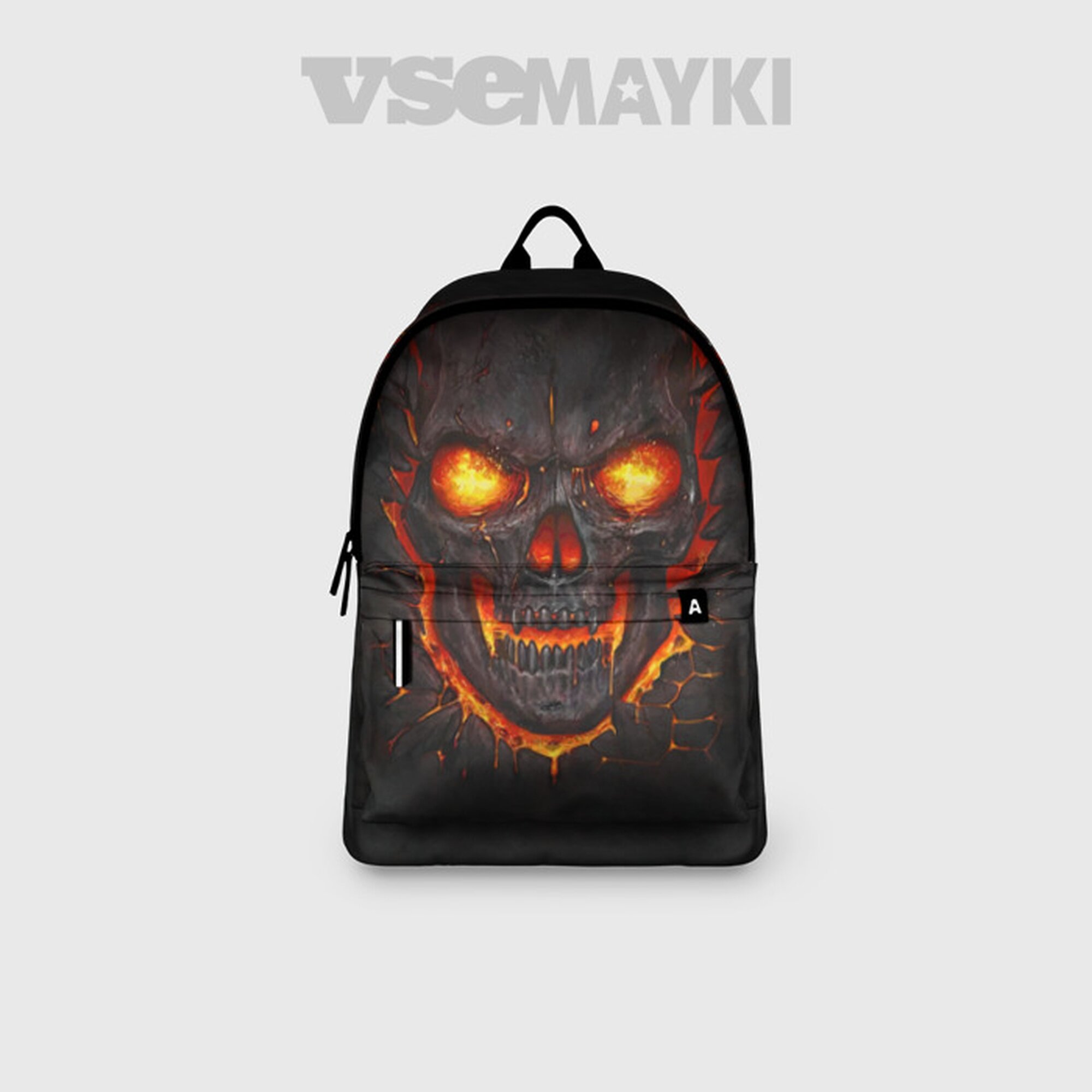 Рюкзак VseMayki с принтом Skull Lava, унисекс, One size, белый
