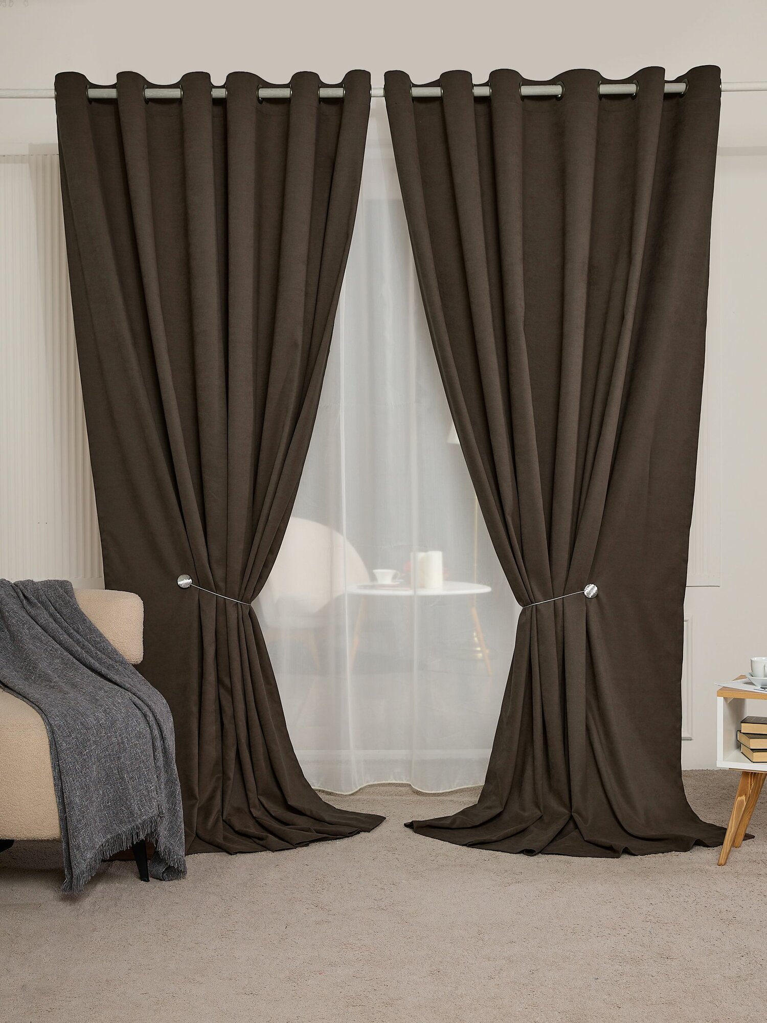 Комплект штор на люверсах "Канвас-Премиум 230" коричневый (906-217) арт.6711 (150х230-2 шт.)