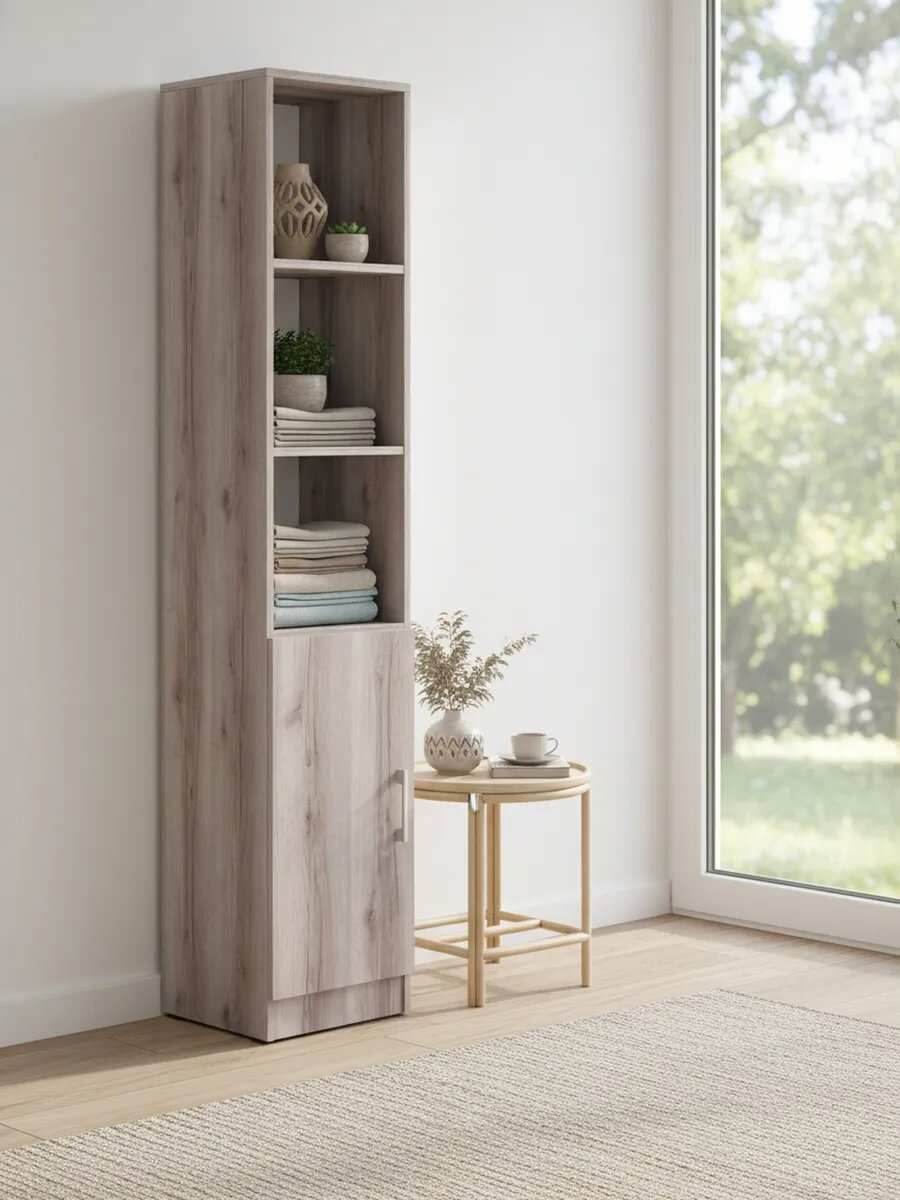 Для одежды распашной шкаф пенал FRESTER деревянный с полками, от производителя