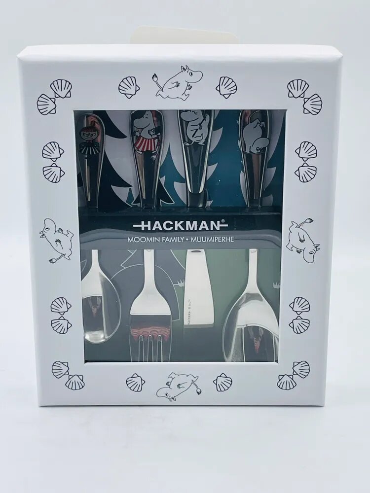 Набор столовых приборов детский "Семья" с фоторамкой, из коллекции MOOMIN, 4 предмета, нержавеющая сталь (Из Финляндии)