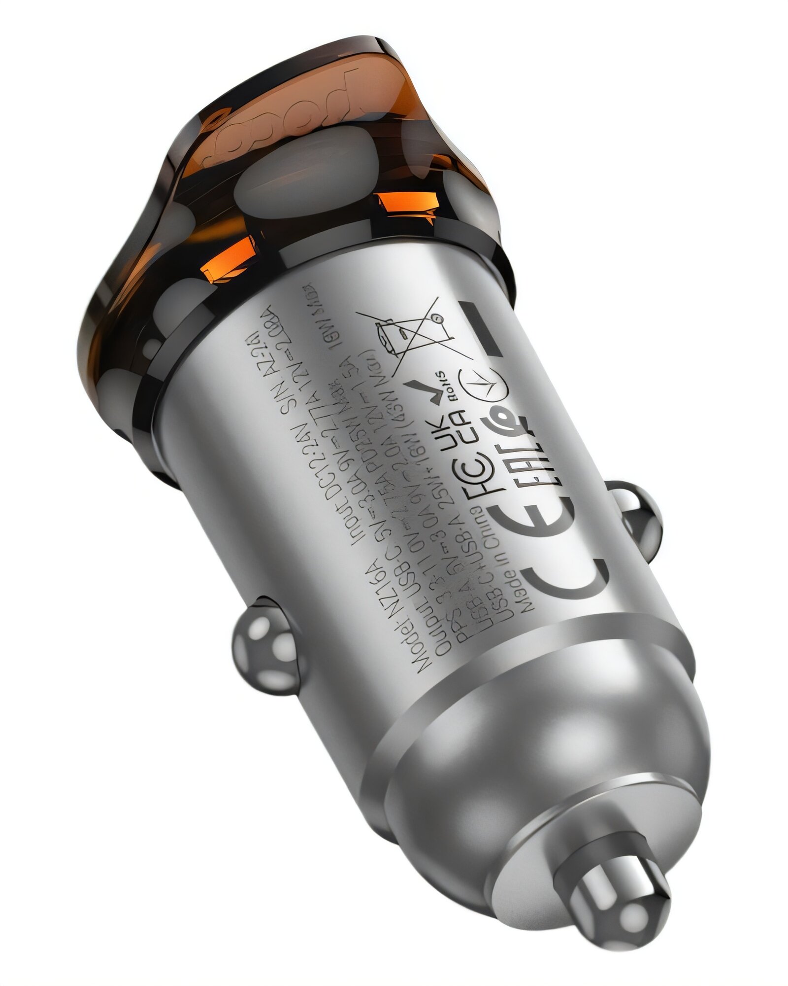 Автомобильное зарядное устройство Hoco NZ16A, EU, серый, 43W, 1USB/1C