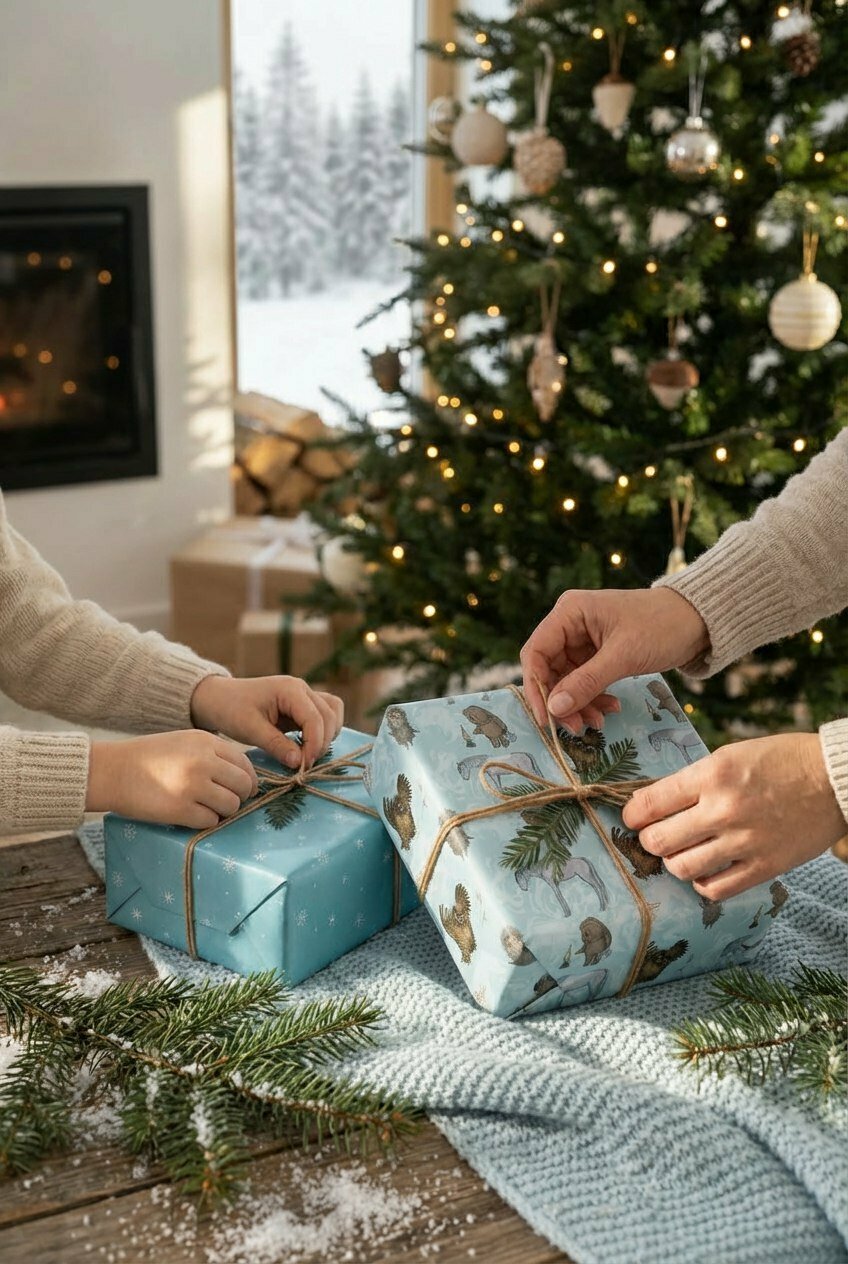 Упаковочная бумага мелованная СМФ "Ёжик в тумане", 2 листа 50х70 см, 90г/м2, матовая