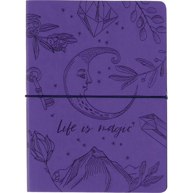 Блокнот А5 128л Attache Лунная мистерия клет, мягк. обл, кожзам, блинт. тис 3148