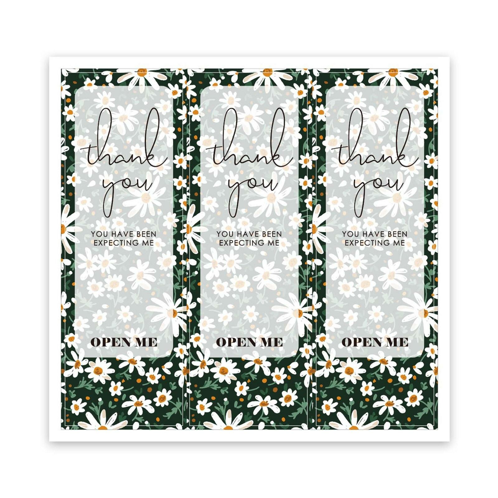 100 Шт Прямоугольных наклеек с цветами благодарности, Декоративные букеты цветов