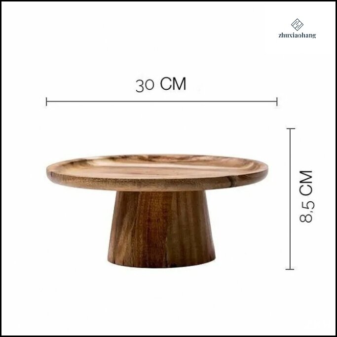 Тортница Olive Home L589 из натуральной акации, диаметр 30 см, на высокой ножке для десертов и закусок