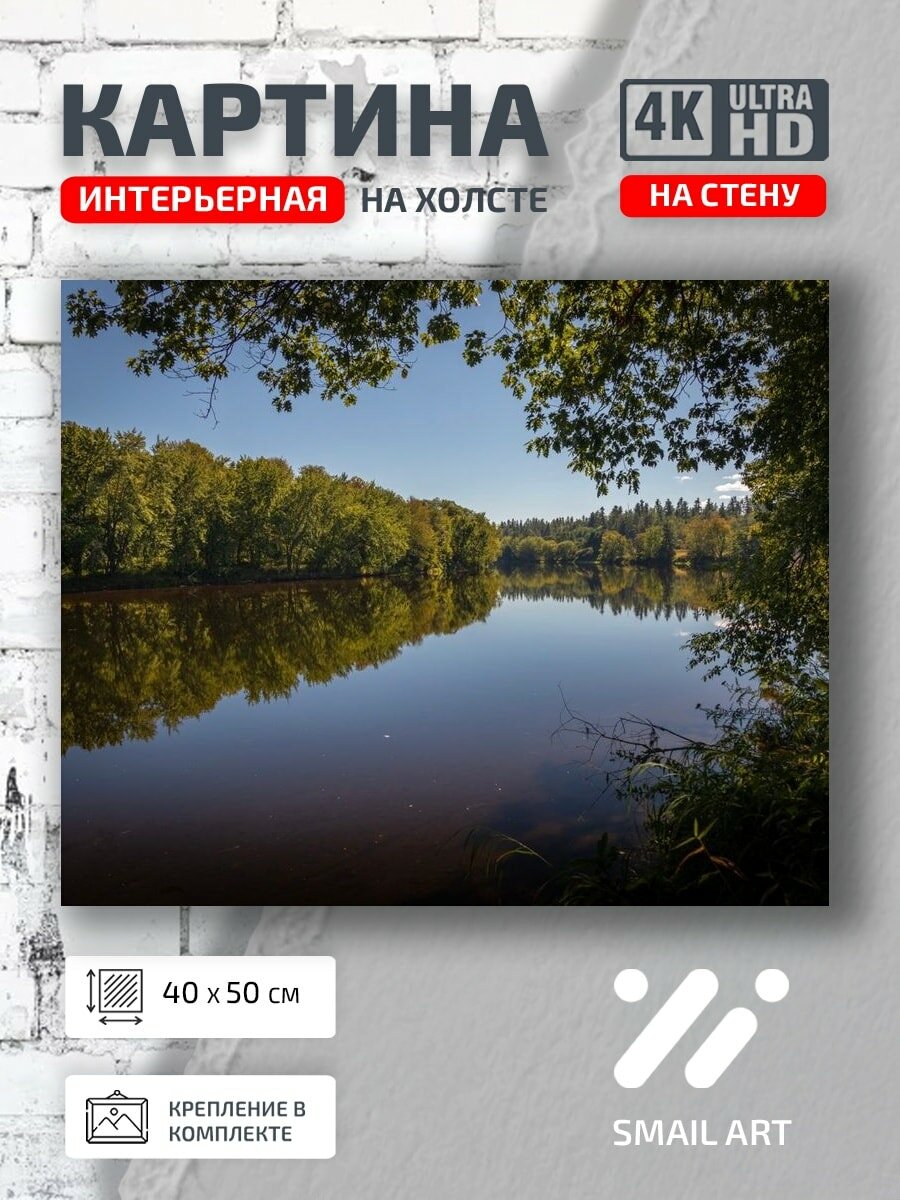 Картина на холсте интерьерная 40 на 50 на стену реки Андроскоггин для офиса пейзаж