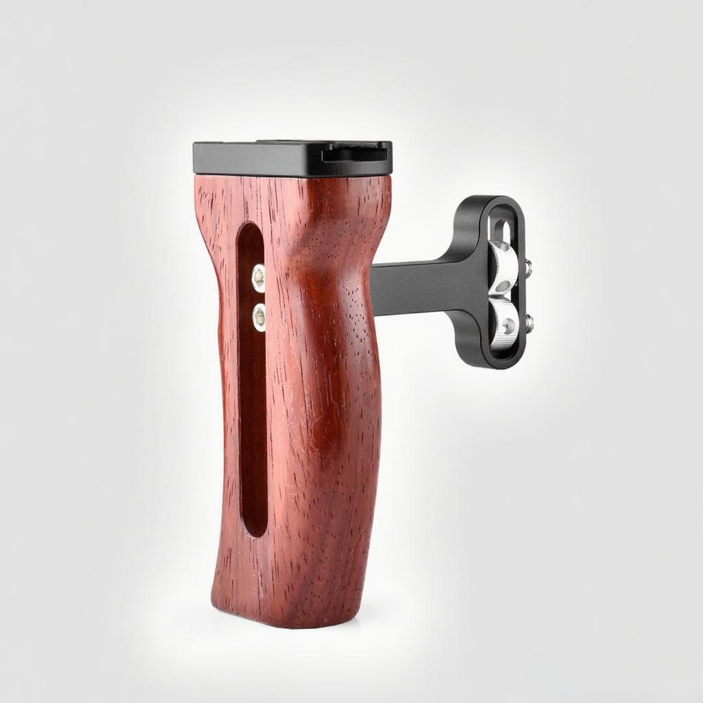 Universal Camera Cage Wooden Handle Left Right Side Hand Grip Cold Shoe Mount 1/4 Inch 3/8 Inch Screw Holes Video Photography Accessories Wood Aluminum Alloy Universal 12.5*6*8.8cm 4.9*2.4*3.5in 180g 6.3oz 1 Handle