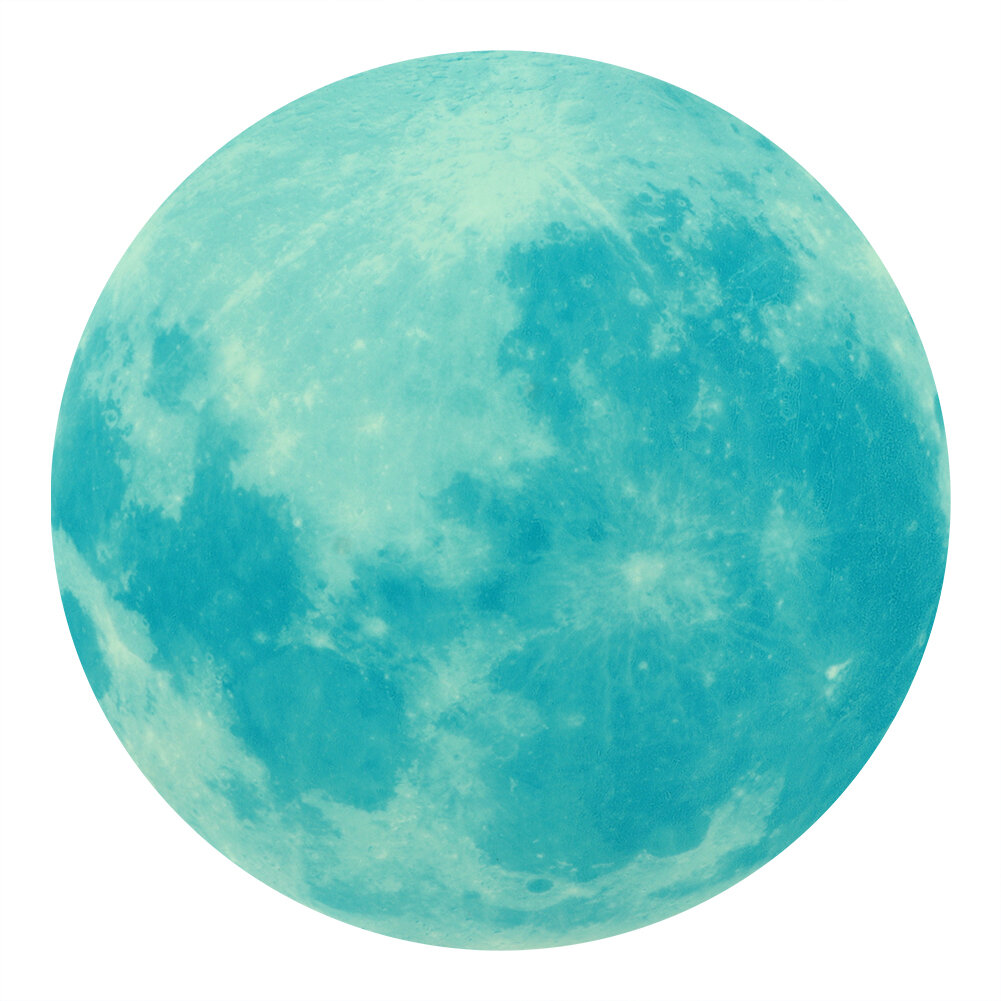 Наклейка на стену со светящейся луной 30 см, голубой зеленый свет, светящийся домашний декор для детской комнаты, наклейки на стены спальни, мягкий ночник для детей