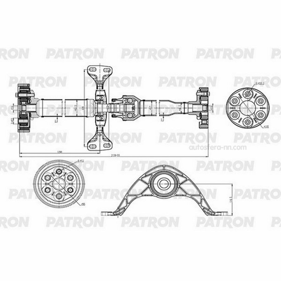 PATRON PKR034 Вал карданный (L=2138 мм.) VW Tiguan 2007-2016 \ AUDI Q3 (8U) 2012-2018 (1.4TSI/2.0TSI/2.0TDI)