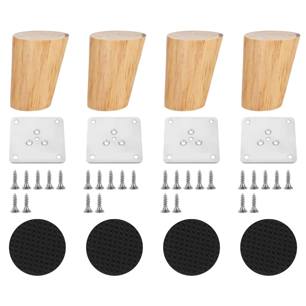 4 комплекта аксессуаров для ножек шкафа из массива дерева-6 см-наклонные