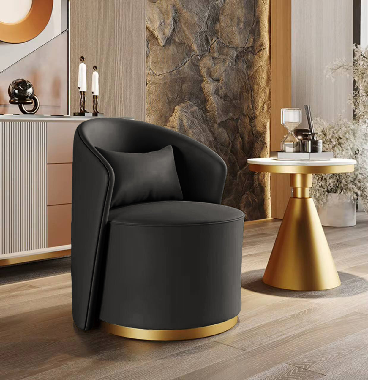 Кресло крутящееся дизайнерское Hayat премиум дизайн, экокожа 75х52х42 см