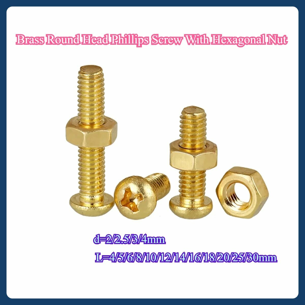 Латунные винты Phillips M2-M4 50set M3x20