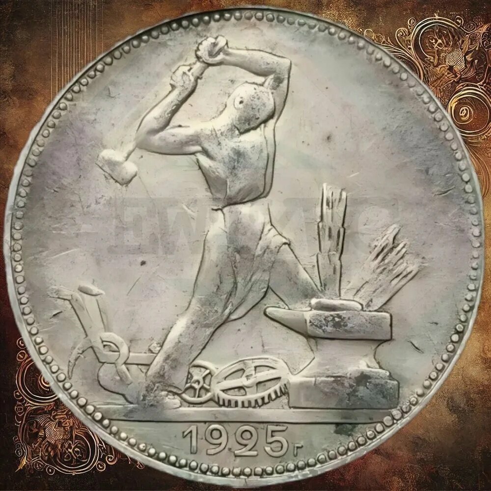 Полтинник (50 копеек) 1924-1925 гг, серебряная монета СССР времен Сталина