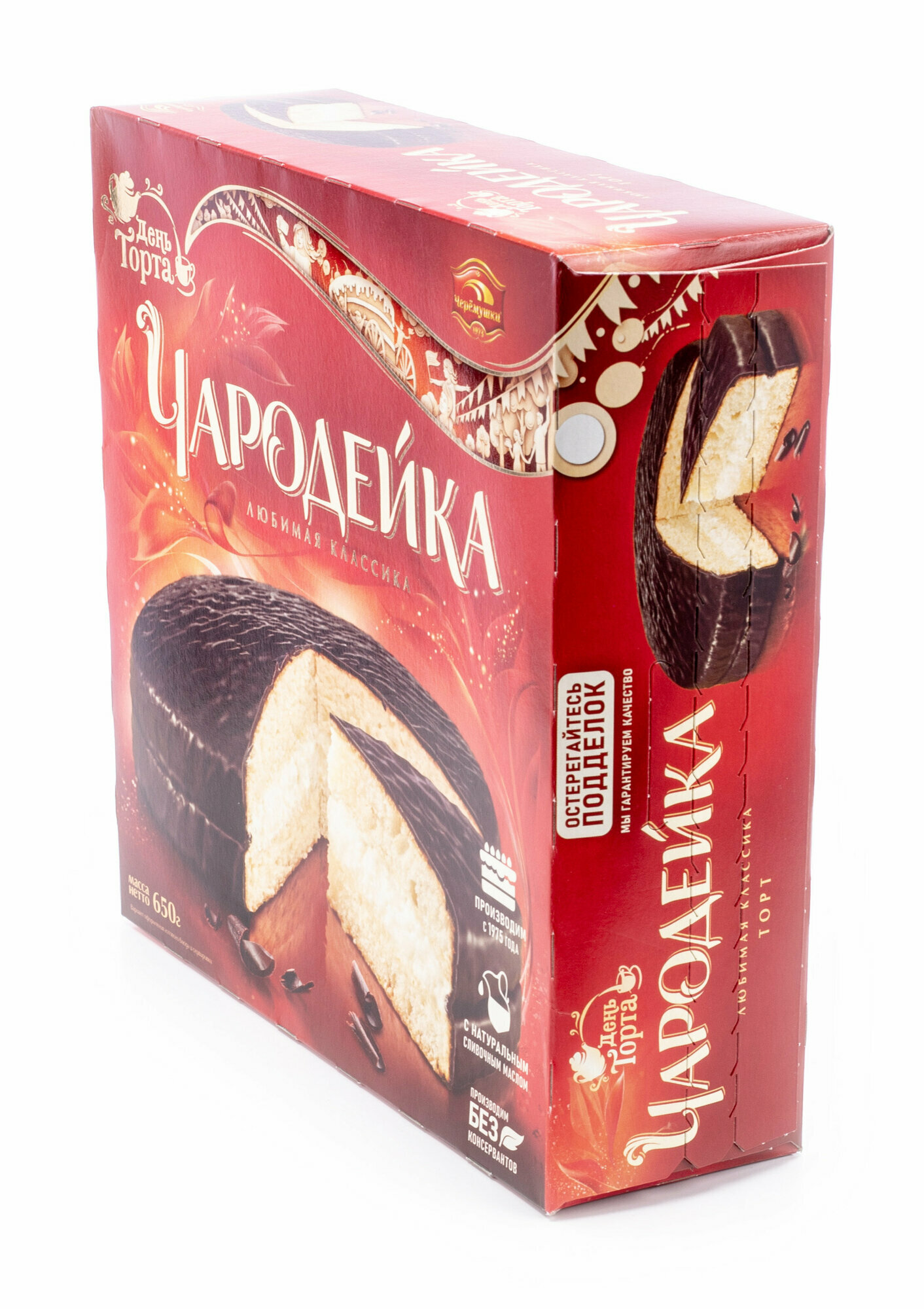Торт Черемушки "Чародейка", суфле, бисквит, сливки, картонная упаковка, 650 г — фото 1