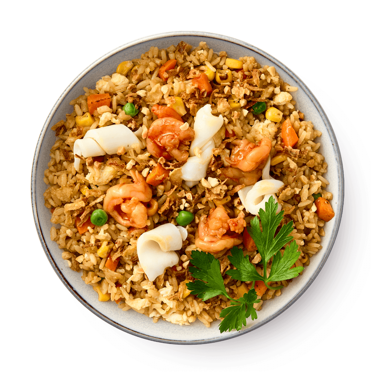 Жареный рис Lao Lee, с морепродуктами, в пластиковом контейнере, 250 г