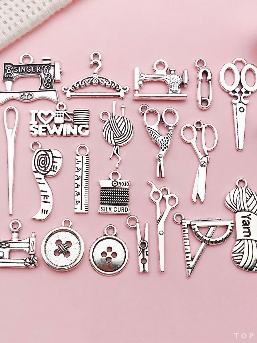 20 винтажных подвесок швейные машины для DIY украшений, скрапбукинга, открыток, декора одежды и праздничного творчества, эффект состаренного серебра