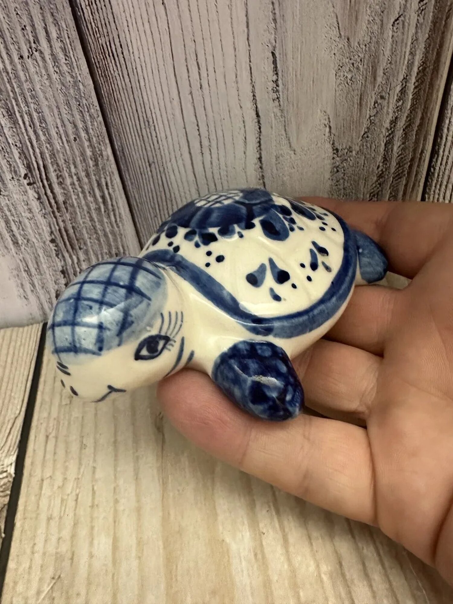 Статуэтка Черепашка Гжель Фарфор винтажная