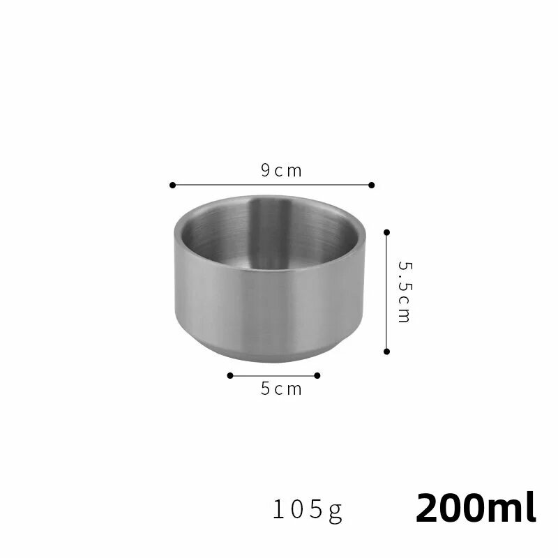 Корейская золотая миска для рамэна из нержавеющей стали, двухслойная миска для фруктового 200ml