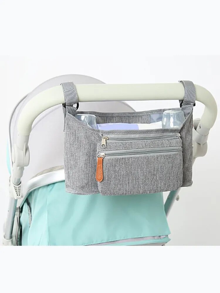 Сумка для коляски, 170г, для прогулочных колясок, серая/черная