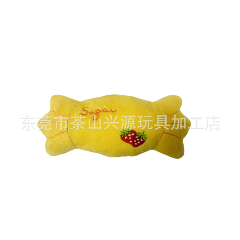 Плюшевая скулящая конфетообразная игрушка для кошек и собак, желтый цвет, безопасная и жевательная
