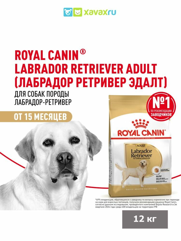 Сухой корм Royal Canin Labrador Retriever Adult для взрослых собак породы Лабрадор Ретривер от 15 месяцев, 12 кг