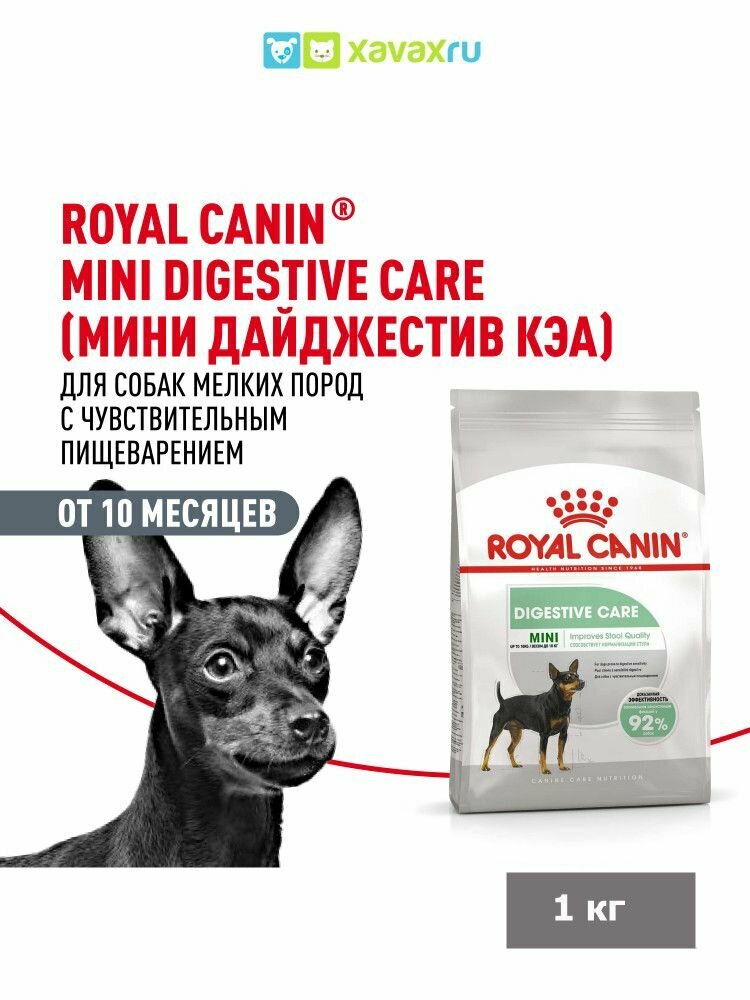 Сухой корм Royal Canin Mini Digestive Care для взрослых собак мелких размеров с чувствительным пищеварением, 1 кг