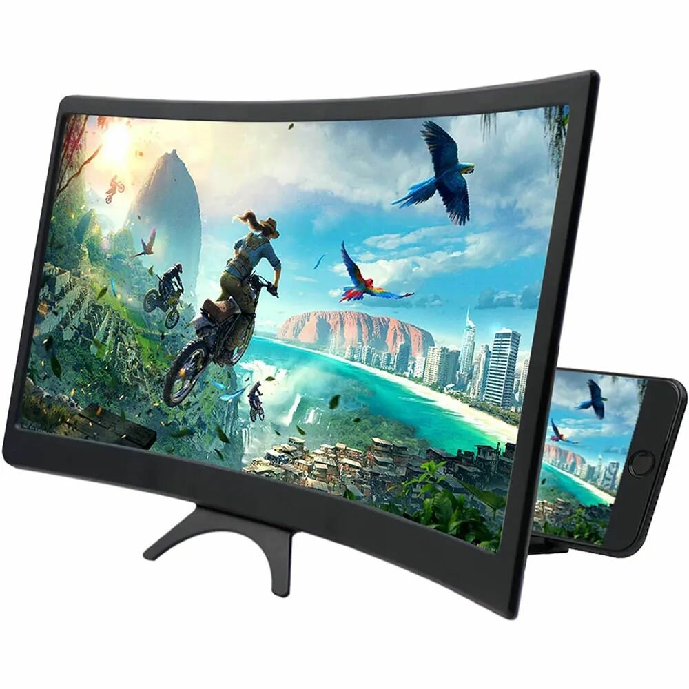 14-дюймовый изогнутый экранный увеличитель для смартфонов, складной держатель с 3D HD