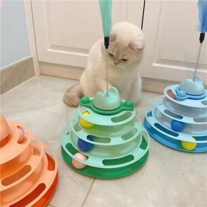 Кошачья игра-пирамидка /Игрушечная башня для животных/Мятно-зеленый