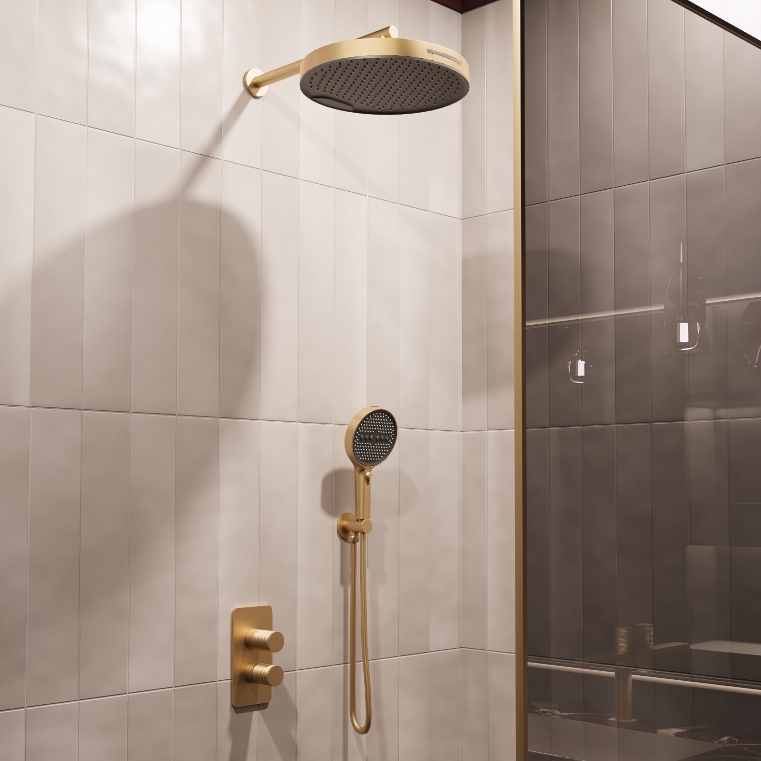 Душевой комплект Vincea Domus VSFW-5DM0BG встраиваемый, 2 режима, брашированное золото