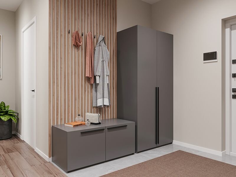 Прихожая в коридор "Лорена Пакс 3 " 200х200х52 Серый графит