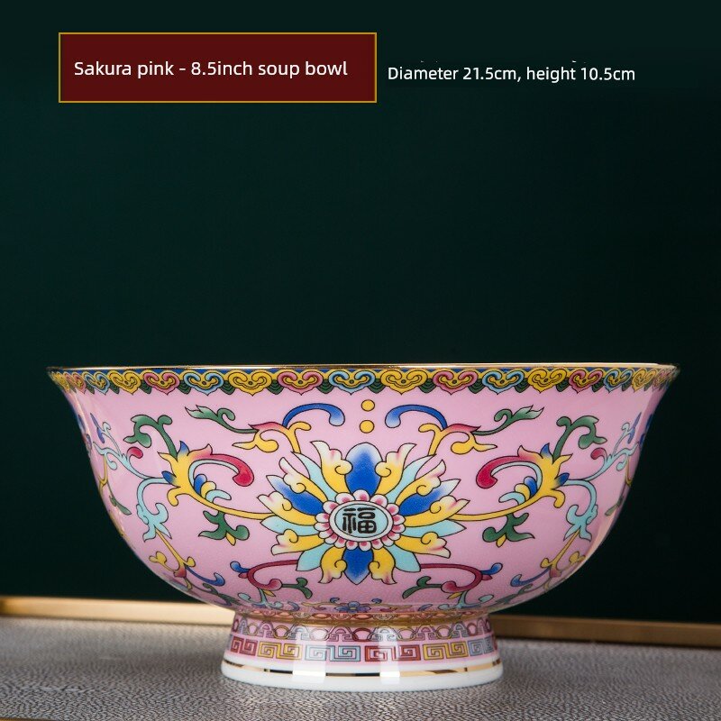 Эмалевая керамика сакура-розовый 8 дюймов суповая миска, динер-ware из Цзиньдэчжэня для повседневного использования