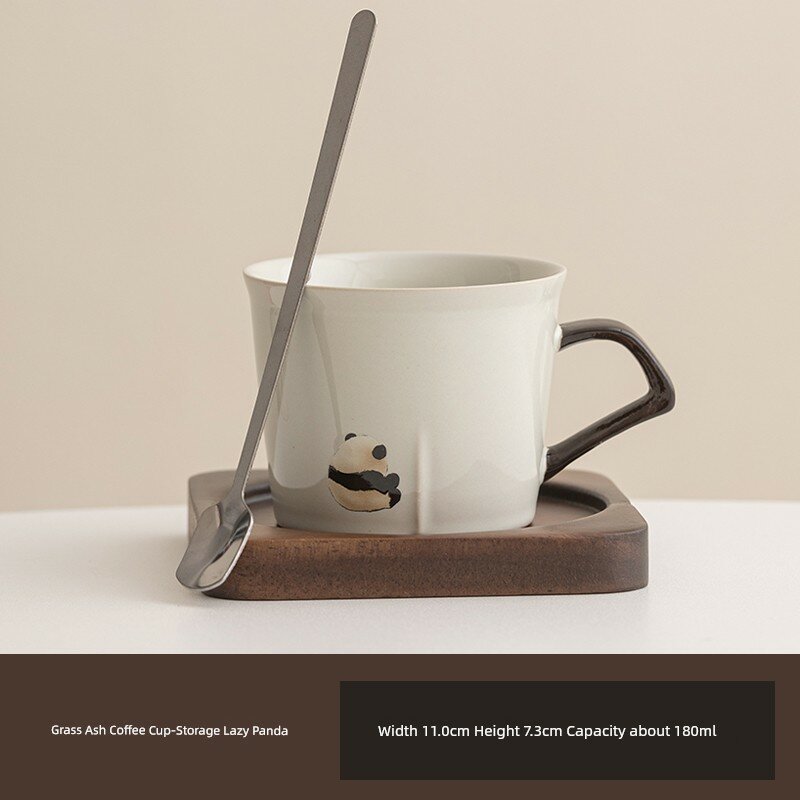 Набор фарфоровой кружки с дизайном «Ленивая панда», ложкой и подстаканником для элегантного чая