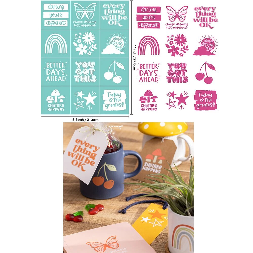 Многоразовые трафареты для шелкографии цветочный радужный узор 16