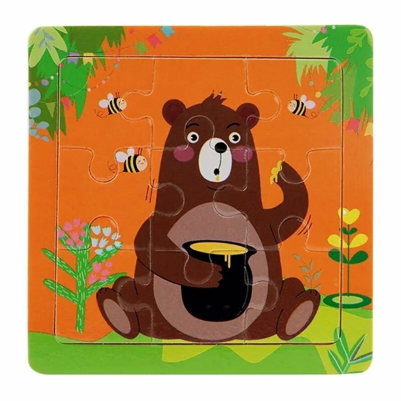 1 часть деревянного пазла Монтессори из 9 частей-бурый медведь LLJJ