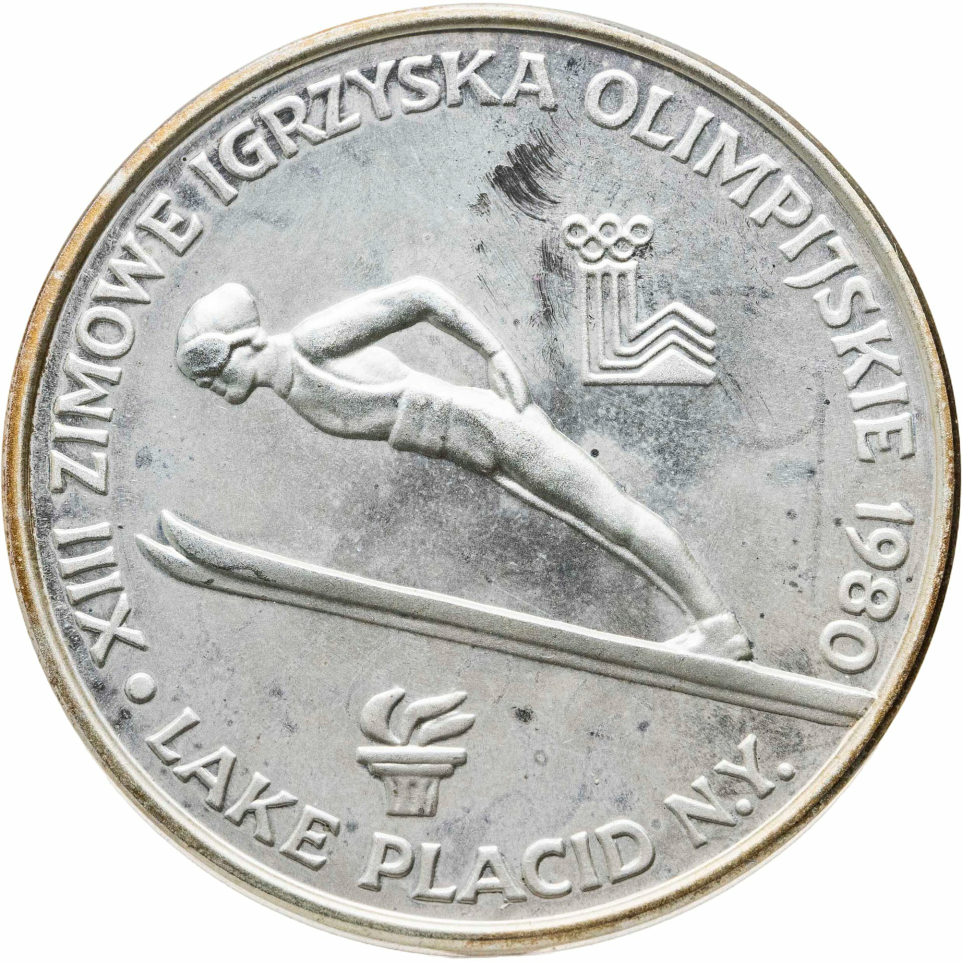 Польша 200 злотых zlotych 1980 "XIII зимние Олимпийские Игры, Лейк-Плэсид 1980", Серебро 750, в сохранности Proof