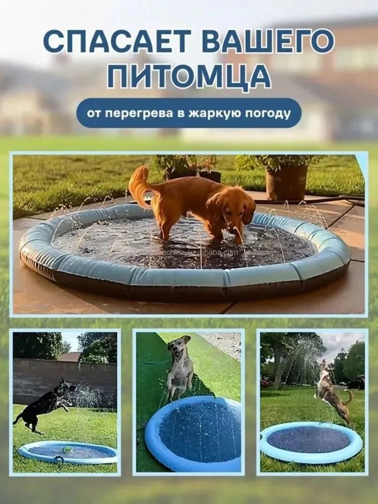 Надувной синий бассейн для животных "бассейн" 100 см — фото 1