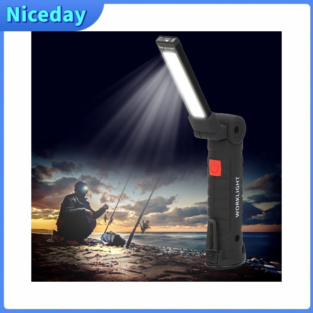 Портативный фонарик-факел с магнитом, USB, перезаряжаемый, для работы.