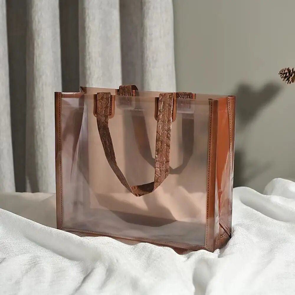 Полупрозрачные подарочные пакеты из ПВХ Коричневый, COFFEE-L