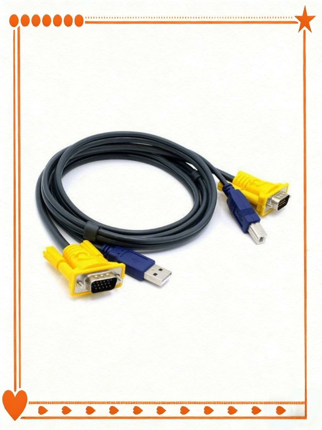 USB KVM-переключатель 2/4 порта VGA 1080P, Линия KVM 1,5 метра
