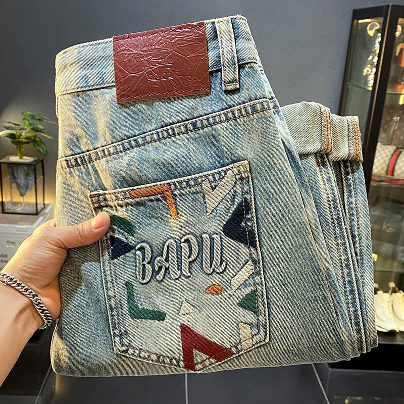 MON Мужские Джинсы ПремиумЧистый цвет прямой Стрейт Деним, Размер_28