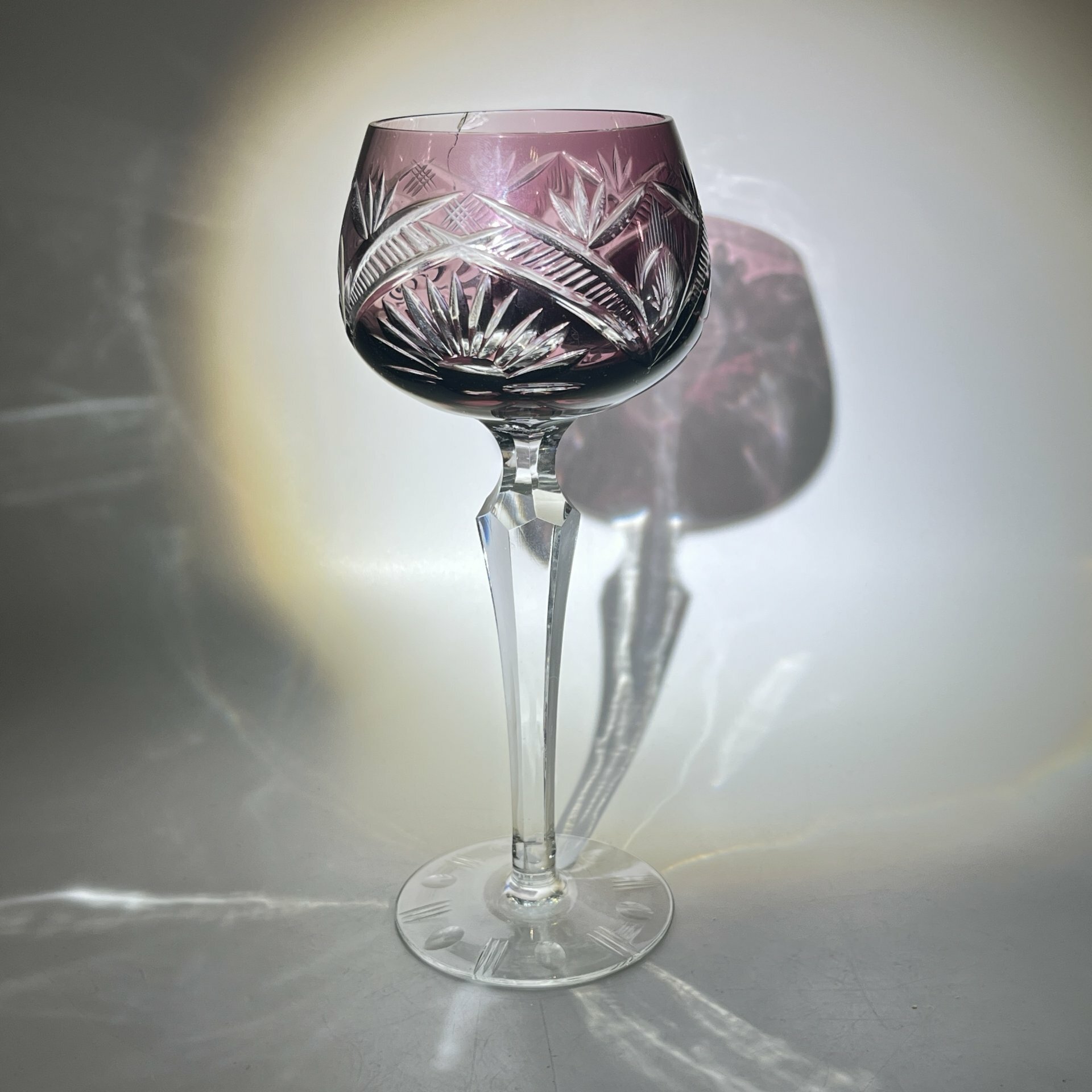 Бокал/фужер с резным геометрическим декором, хрусталь, алмазная грань