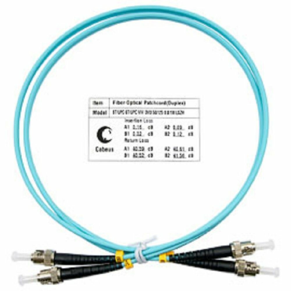 Cabeus Патч - корды волоконно - оптические, пигтейлы FOP - 50 - ST - ST - 1m Шнур оптический duplex ST - ST 50 125 mm OM3 1м LSZH