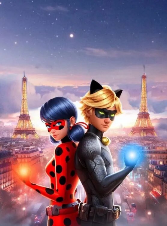 Алмазная Мозаика "Леди Баг И Супер-Кот" 40*50 См, Безрамная, Идеальна Для Дома, Украшения, Подарков.