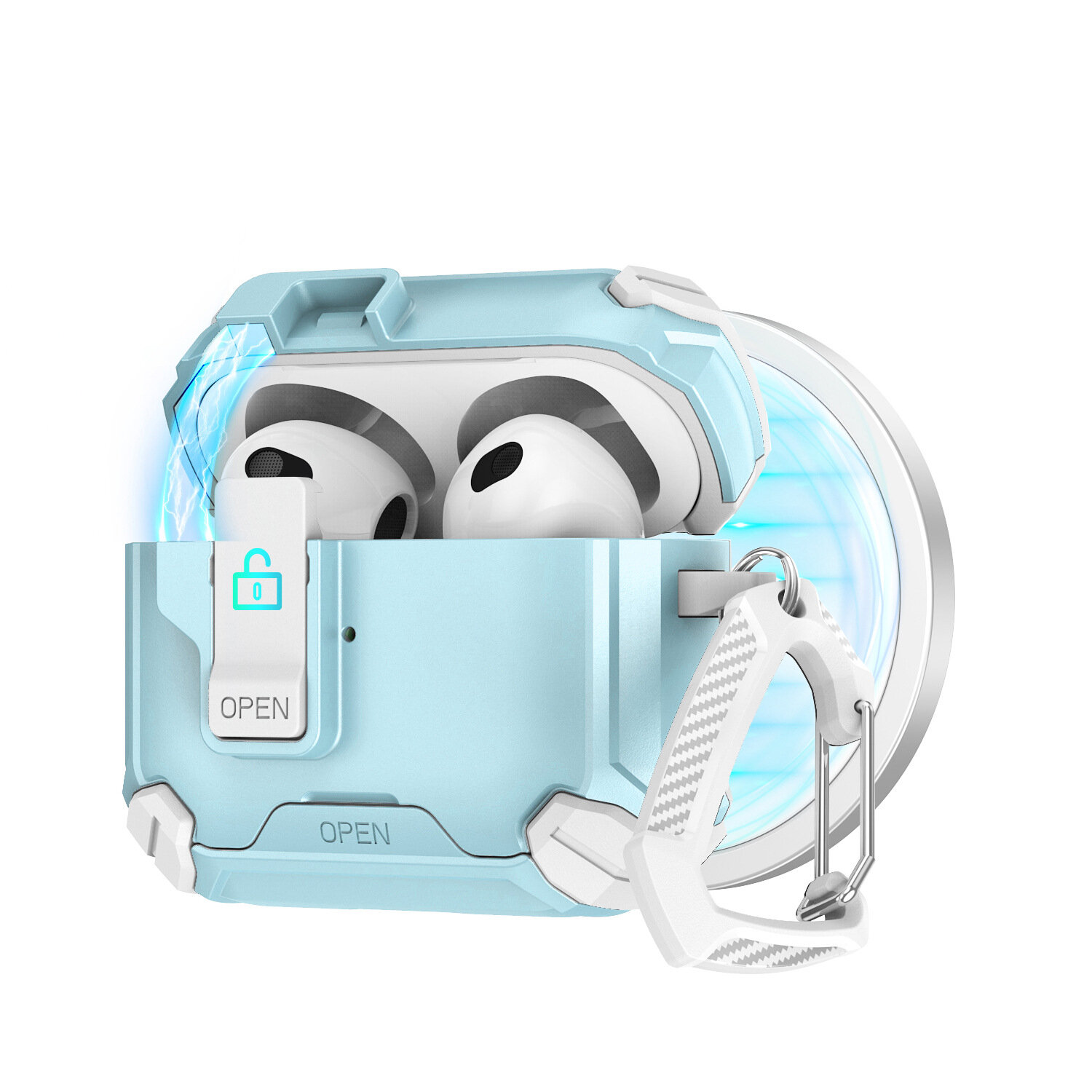 Чехол для AirPods Pro 3 светло-синий защитный силиконовый ударопрочный