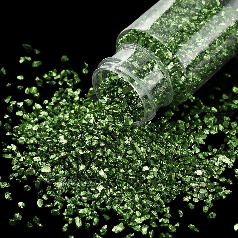 Кристаллы стеклянной крошки для эпоксидной смолы, зеленый цвет, 30 мл, декоративные стеклянные включения для ювелирных изделий и творчества