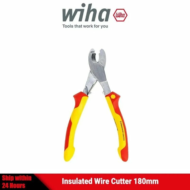 Wiha 43660 Изолированные кусачки для проводов 180 мм, электрика, кабельные кусачки электрика