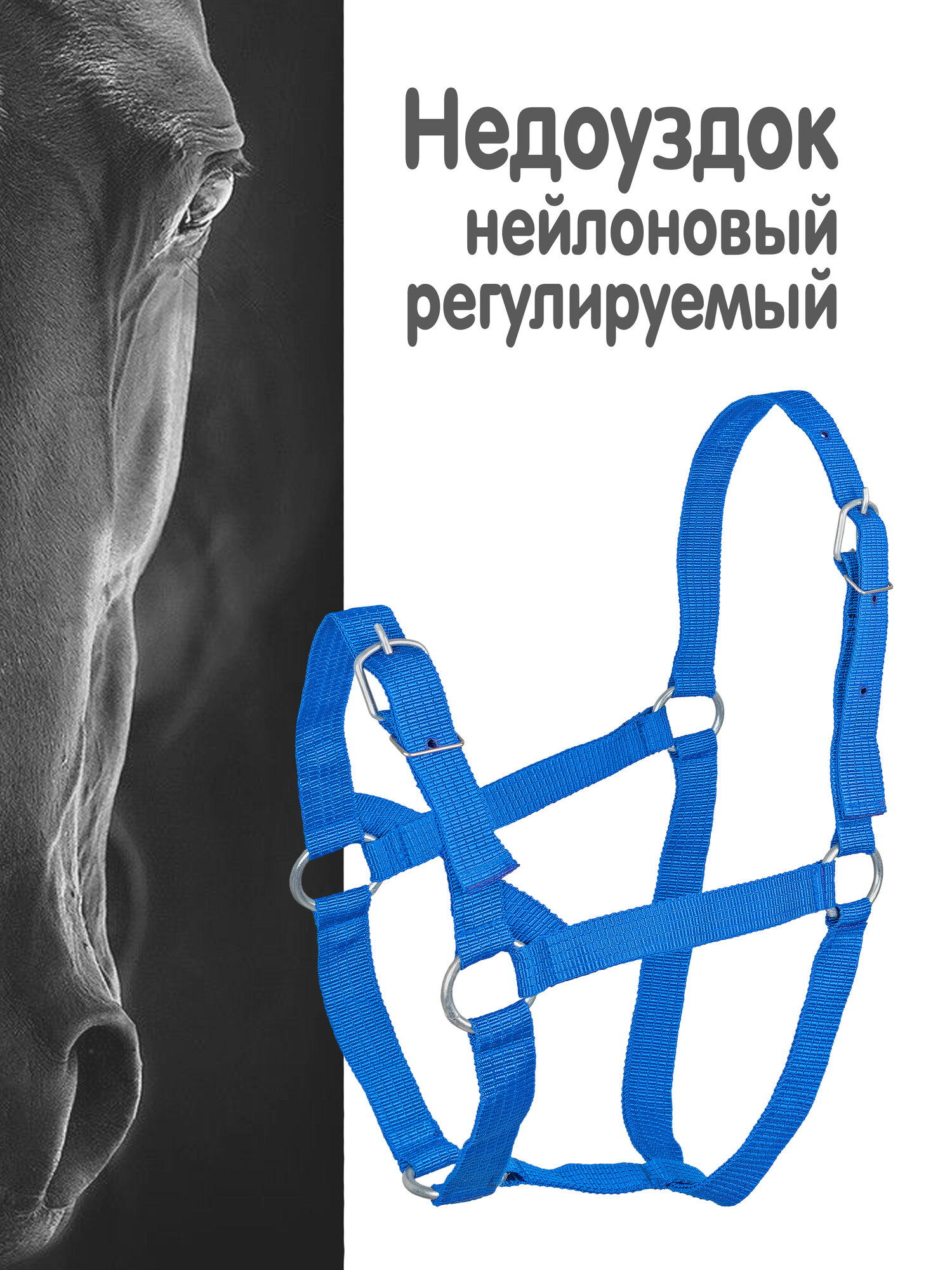 Недоуздок для лошадей двойной нейлон 30 мм размер Full / REITER