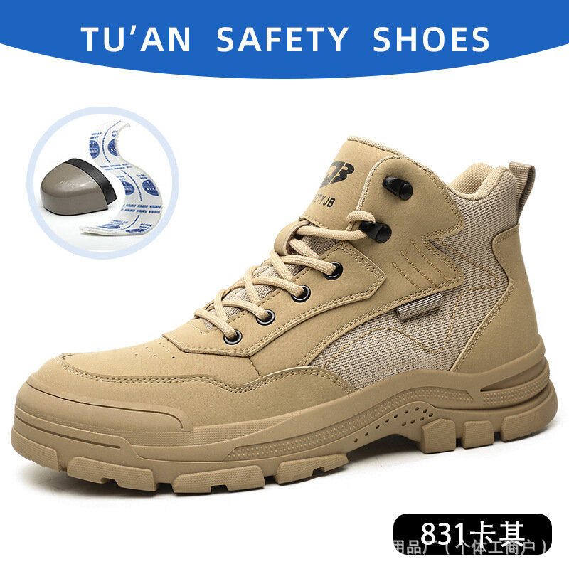 Европейские и американские высокие дышащие противоударные противопрокольные защитные ботинки, легкие и удобные, с кнопками, стальным носком, износостойкие защитные ботинки
